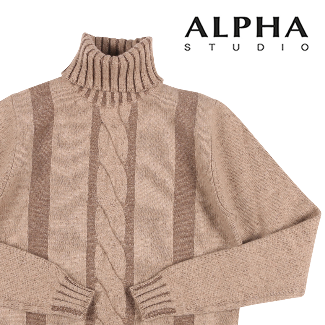 ALPHA STUDIO（アルファ・ステューディオ） タートルネックセーター AU-8523G ベージュ 46 22505 【W22505 ...